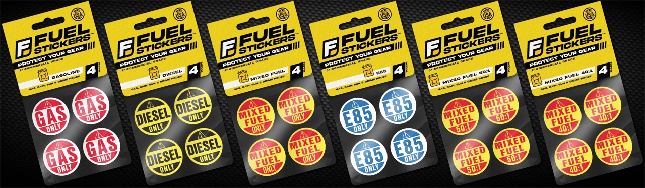 1" Round Fuel Stickers | 4 Pack Equipment Labels – FuelStickers.com