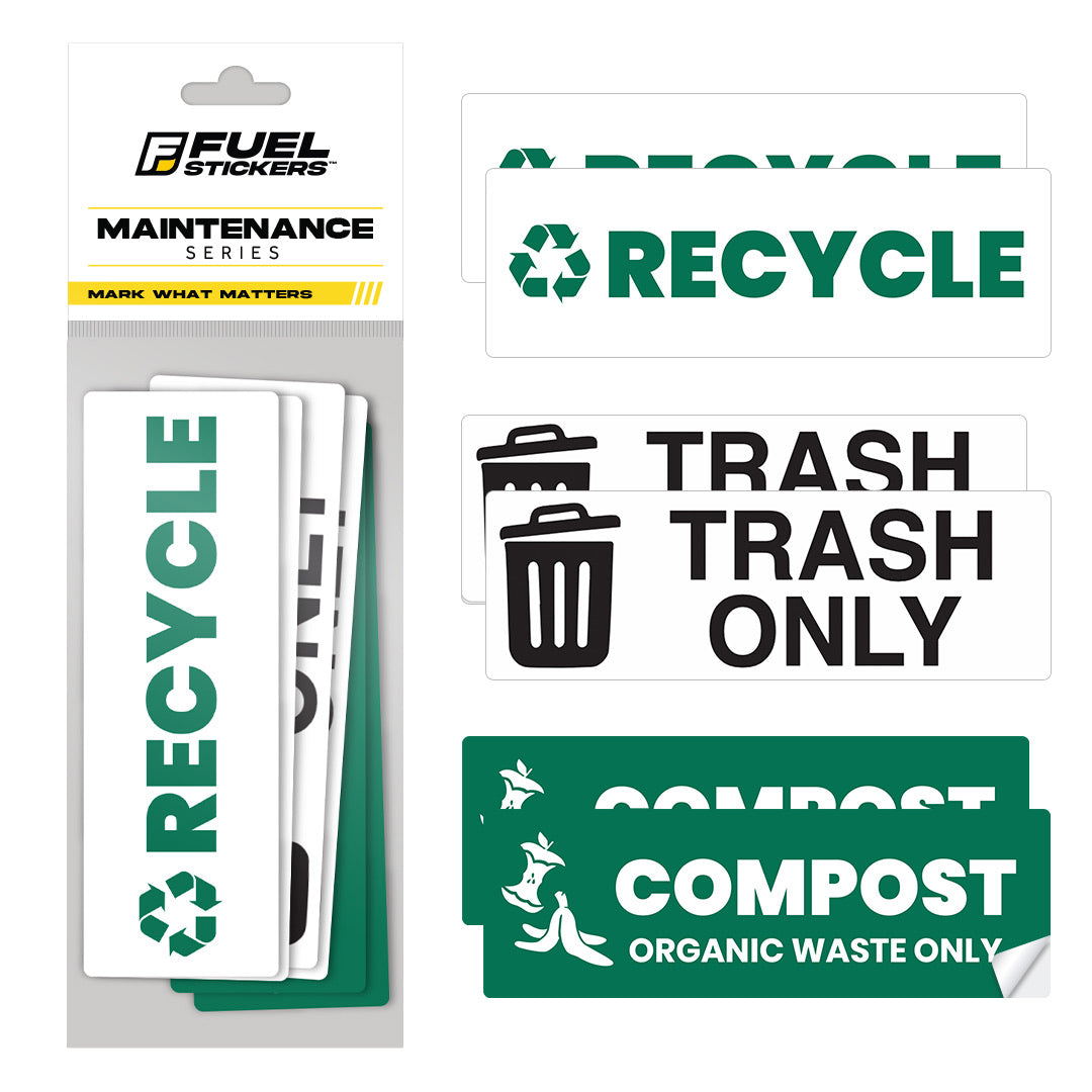 Recycle Compost Trash Only Sticker Set - 6"x2" – FuelStickers.com