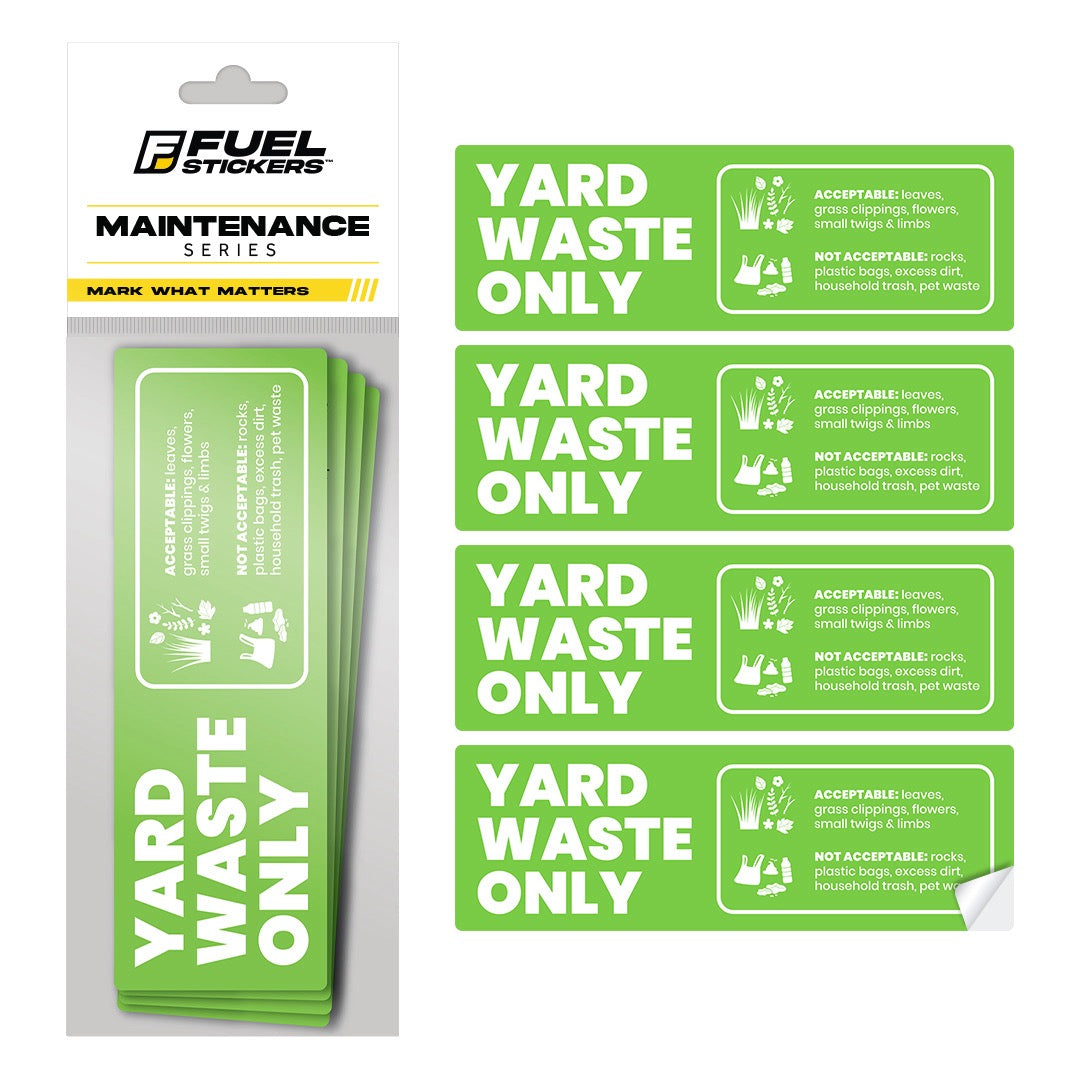 Yard Waste Stickers | Outdoor Trash Bin Labels 4 Pack – FuelStickers.com