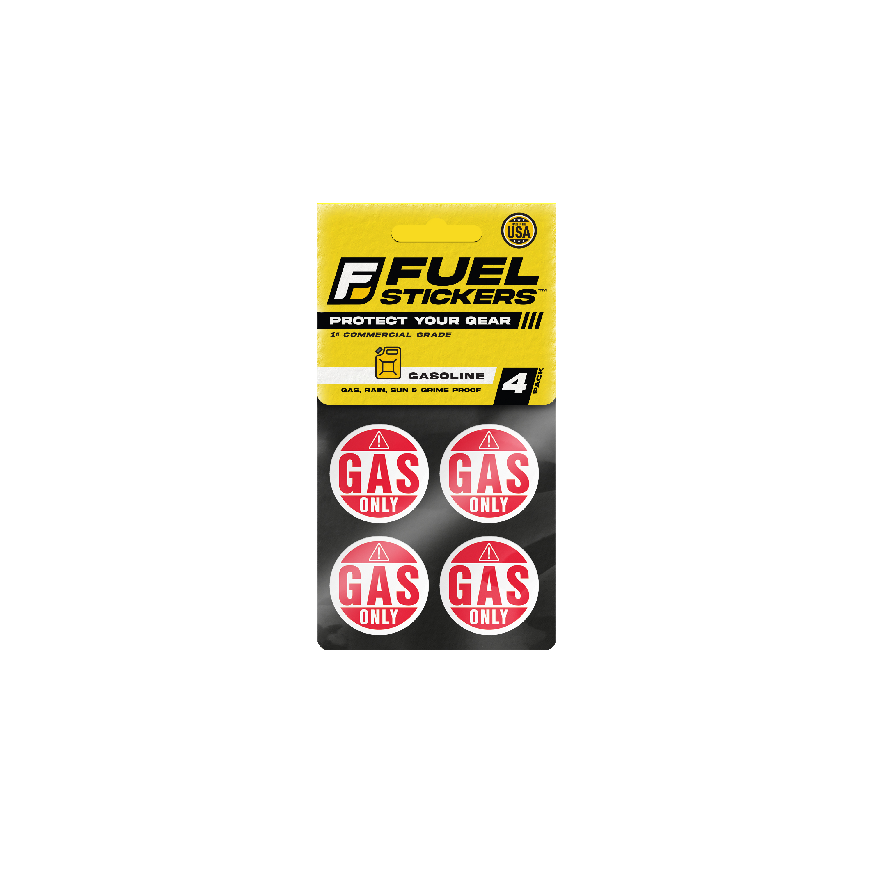 Gasoline Only Label - 1" Round - 4 Pack – FuelStickers.com