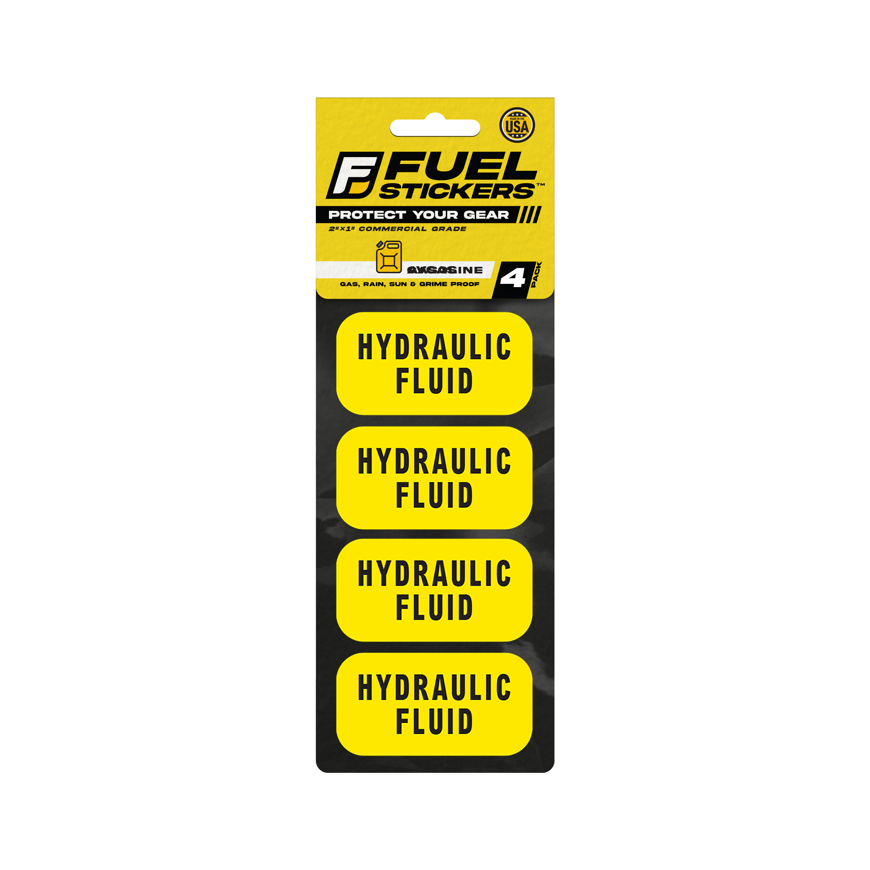 Hydraulic Oil Stickers - 4 Pack Heavy Duty Labels – FuelStickers.com