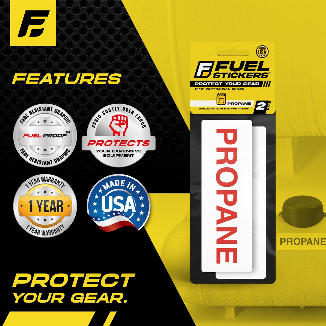 Propane Sticker - 2"x6" (2 Pack) – FuelStickers.com
