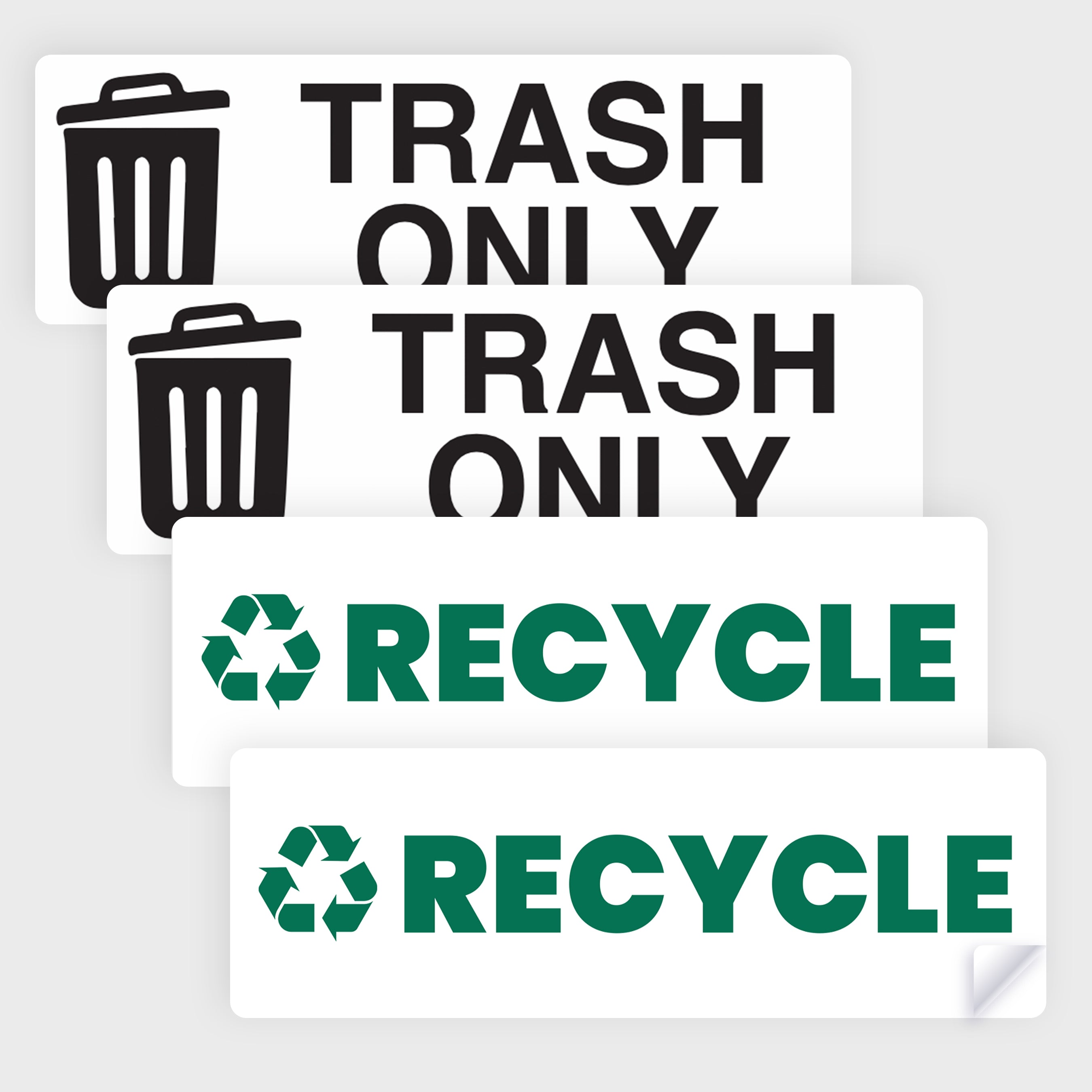 Trash Recycling Sticker Set - Heavy-Duty Trash Bin Labels, Outdoor ...
