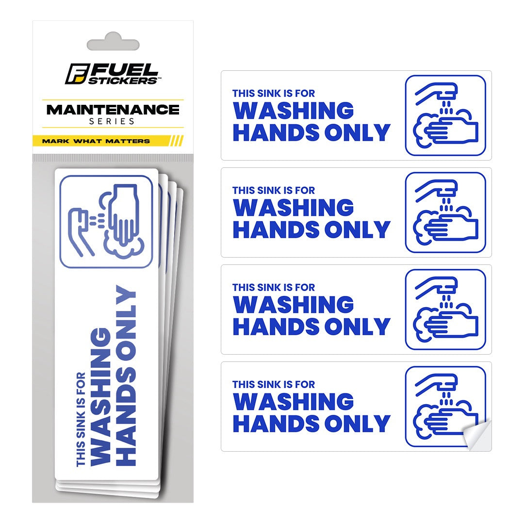 Hand Washing Only Stickers - Sink Signs - 4 Pack – FuelStickers.com