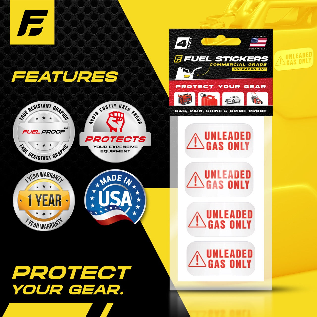 Unleaded Gas Only Sticker - Fuel Identifcation Labels. Heavy-Duty ...